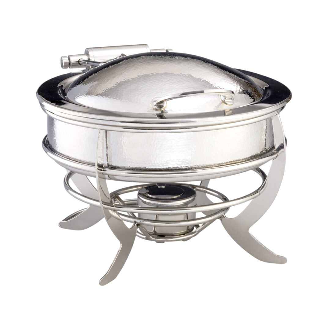 Free-Standing Hammered Chafer Dish Saturn, Stainless Steel Lid, 2 Gal, Each