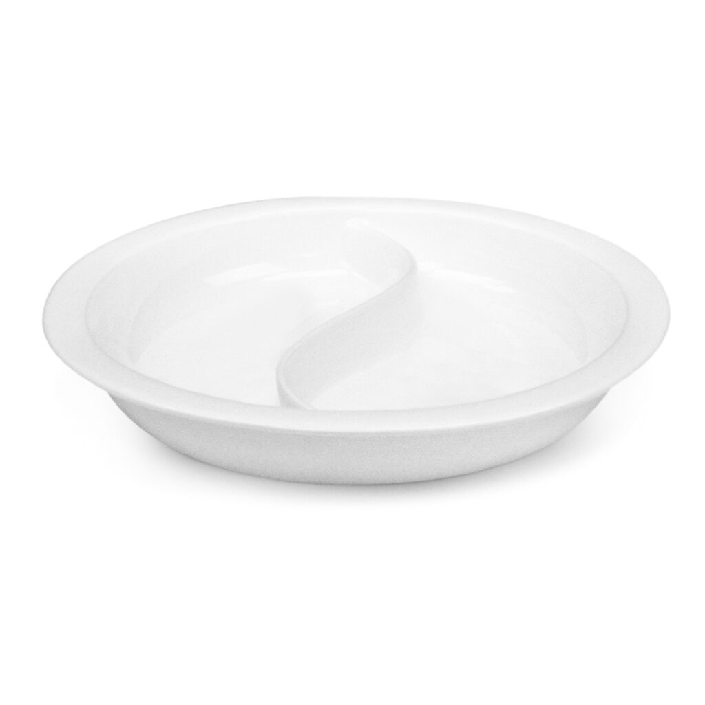 Divided Food Pan, For 2 Gal Round Chafer, Porcelain, Each